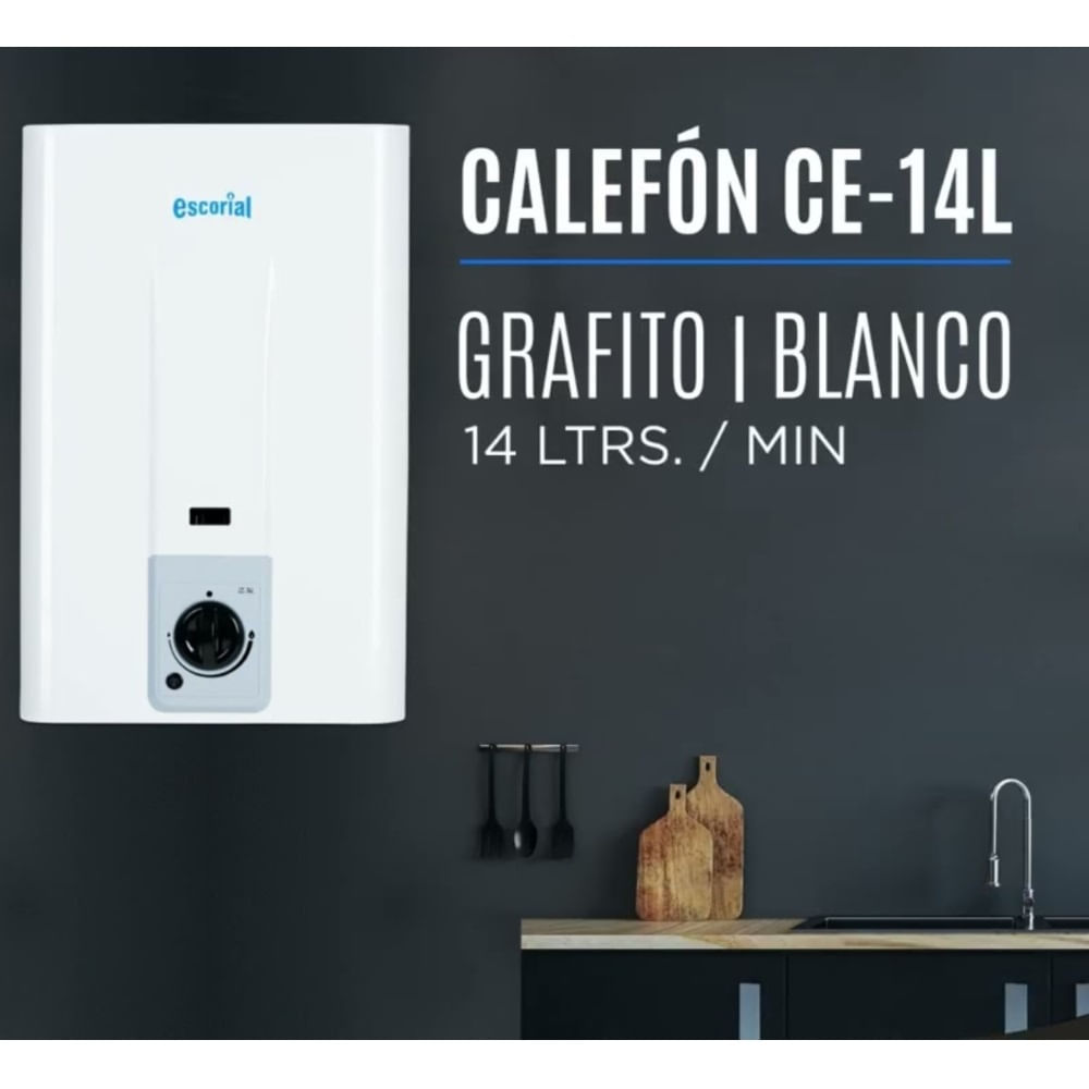 Calefón Escorial Gas Envasado 14 litros Blanco - Supermat