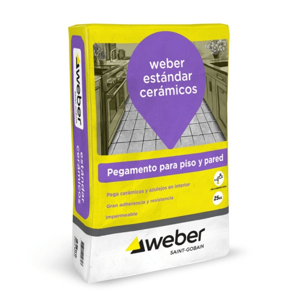 Pegamento Weber Estándar Impermeable x 25 Kg - Supermat