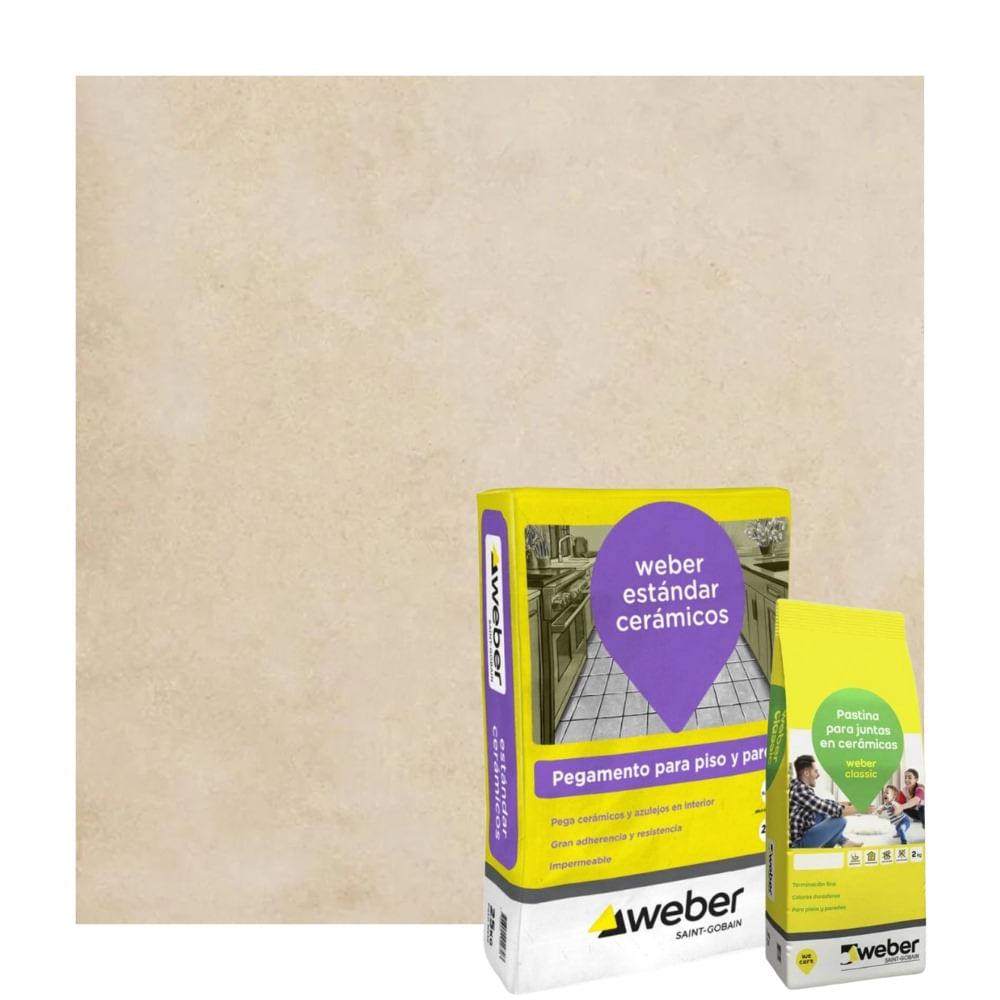 Combo Piso Allpa California Beige 51x51 con Pegamento y Pastina - Supermat